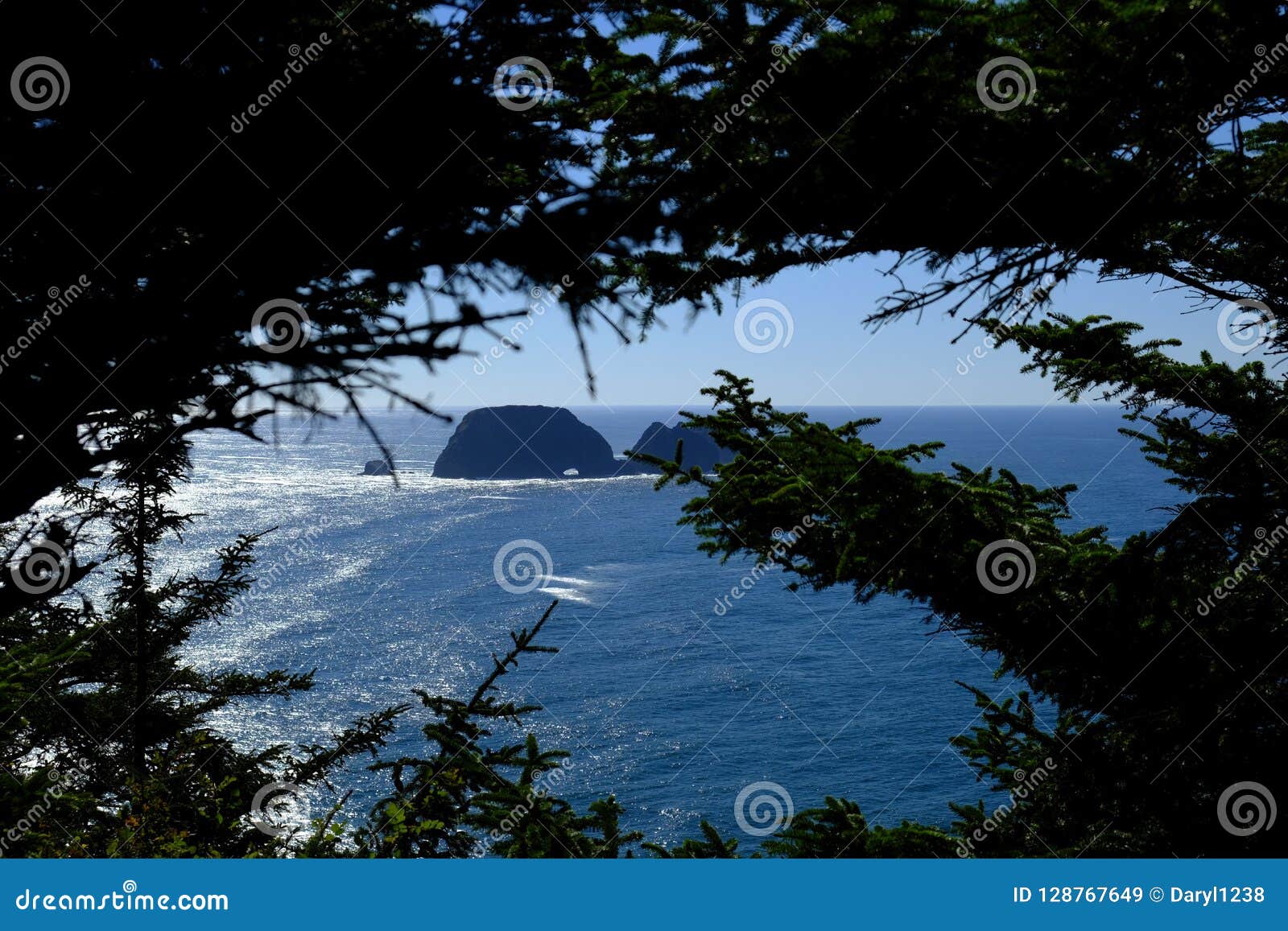 Ocean on a Cloudless Day with Rock Formations Stock Image - Image of ...