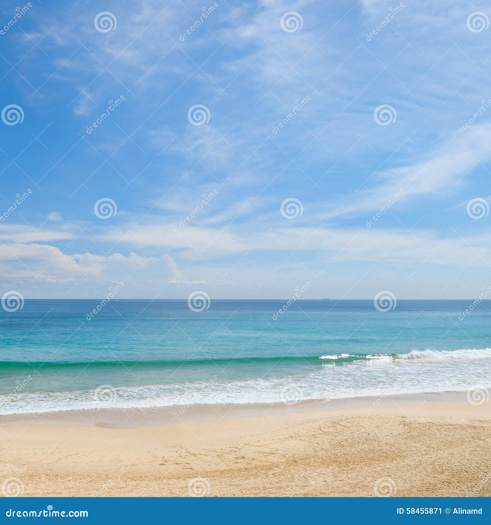 Ocean coast and blue sky stock image. Image of clouds - 58455871