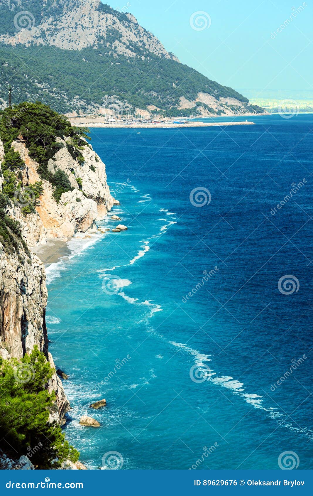 Ocean Coast Line Top View Rocks Surf and Forest Stock Photo - Image of ...