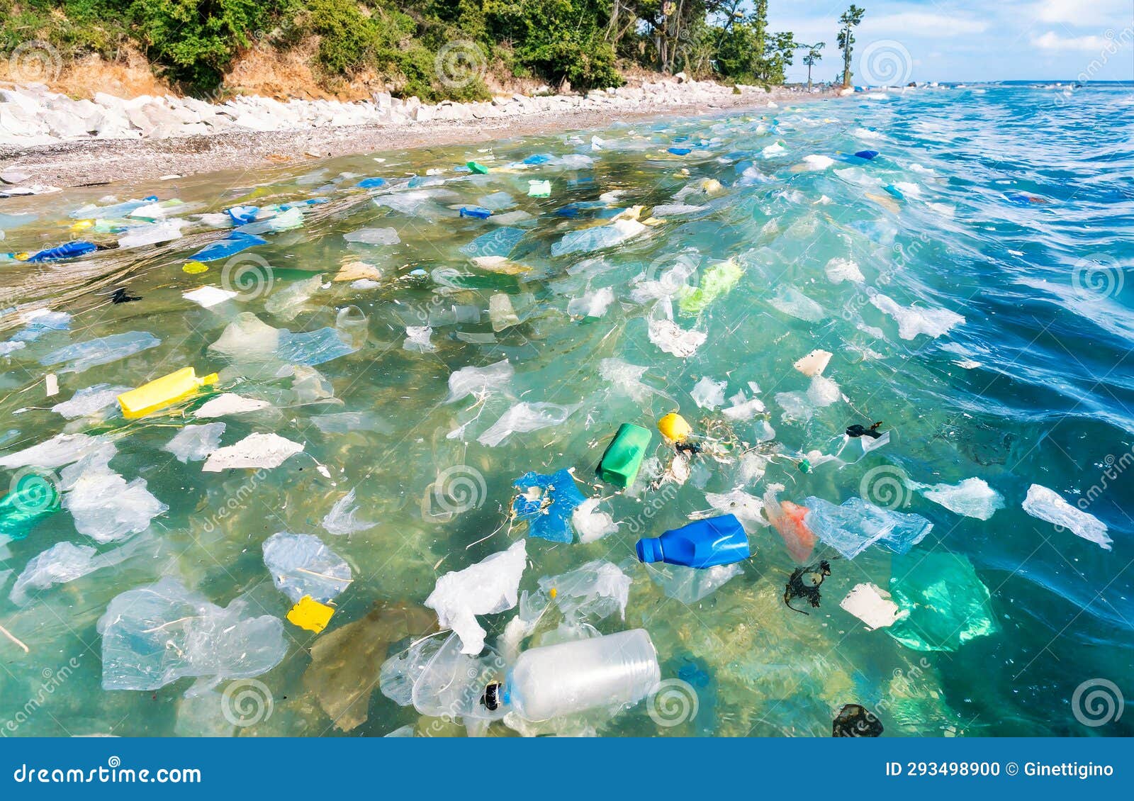 Ocean and Coasts Infested with Plastic Waste and Microplastics Stock ...