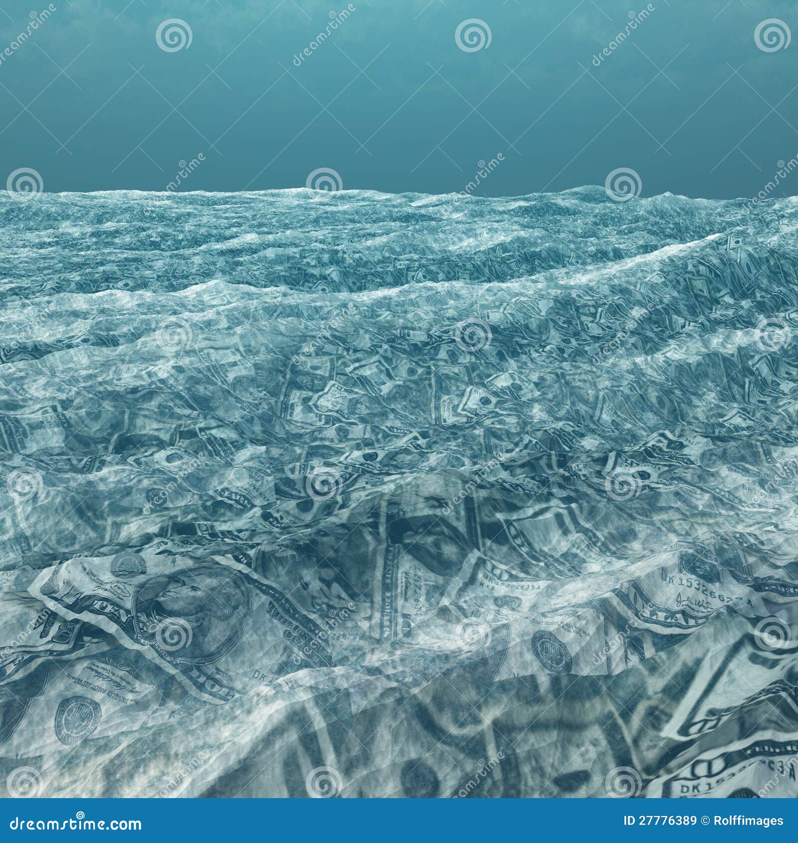 An ocean of currency stock illustration. Illustration of finances ...