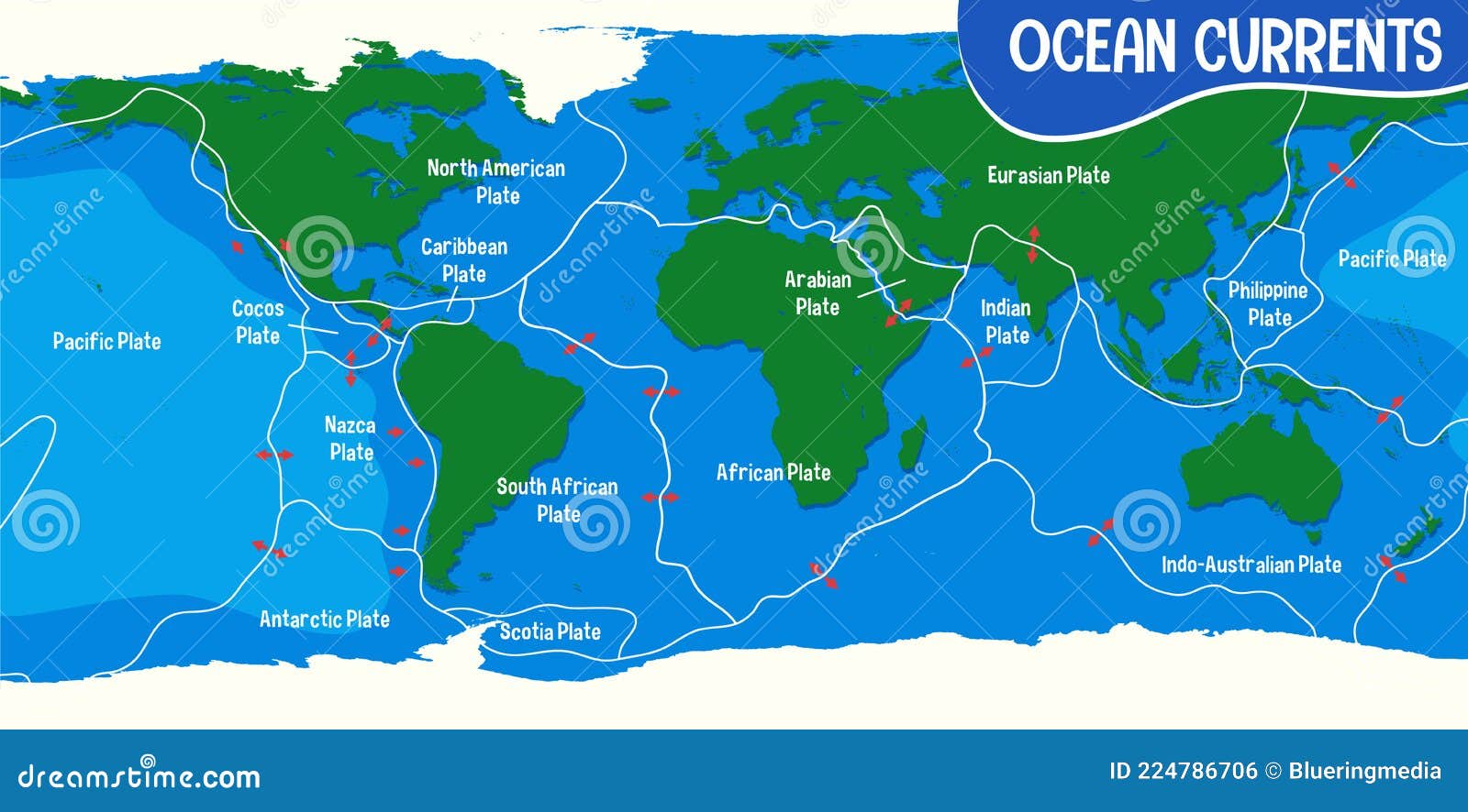 The Ocean Currents Map with Names Stock Vector - Illustration of ...