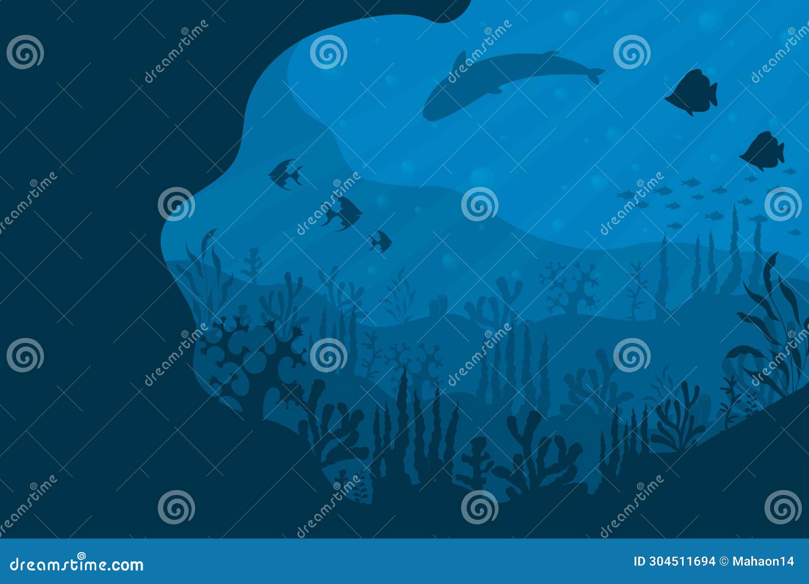 Ocean Depth Monochrome Illustration Stock Illustration - Illustration ...