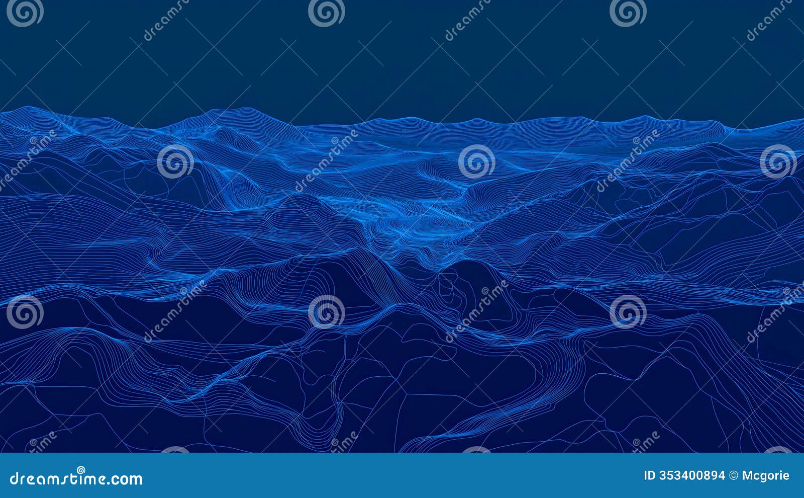 Ocean Depth Visualization in 3D Wireframe Stock Illustration ...
