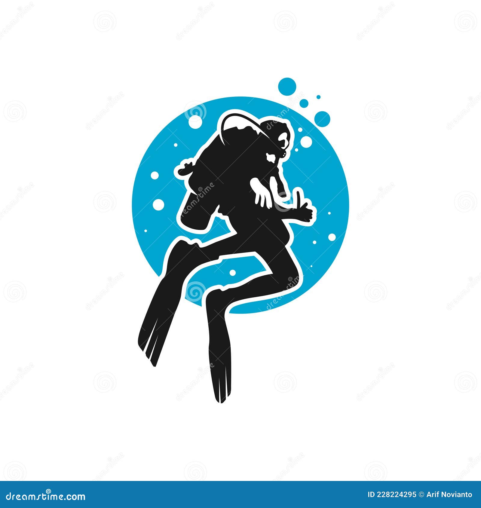 Ocean Diver Illustration Logo Design Stock Vector - Illustration of ...
