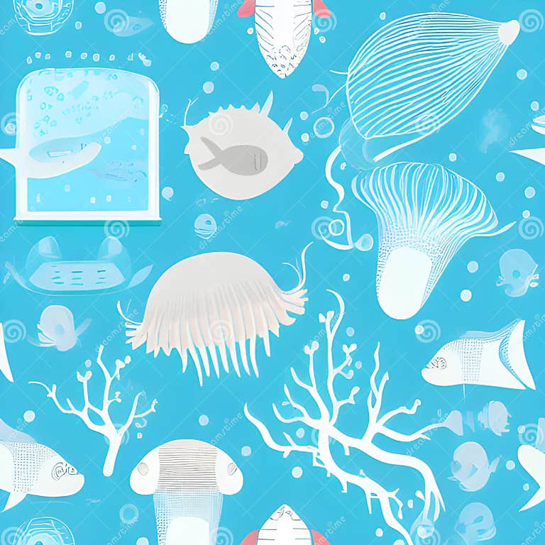 Ocean Draw Abstract Background, Underwater, Random Element Pattern ...