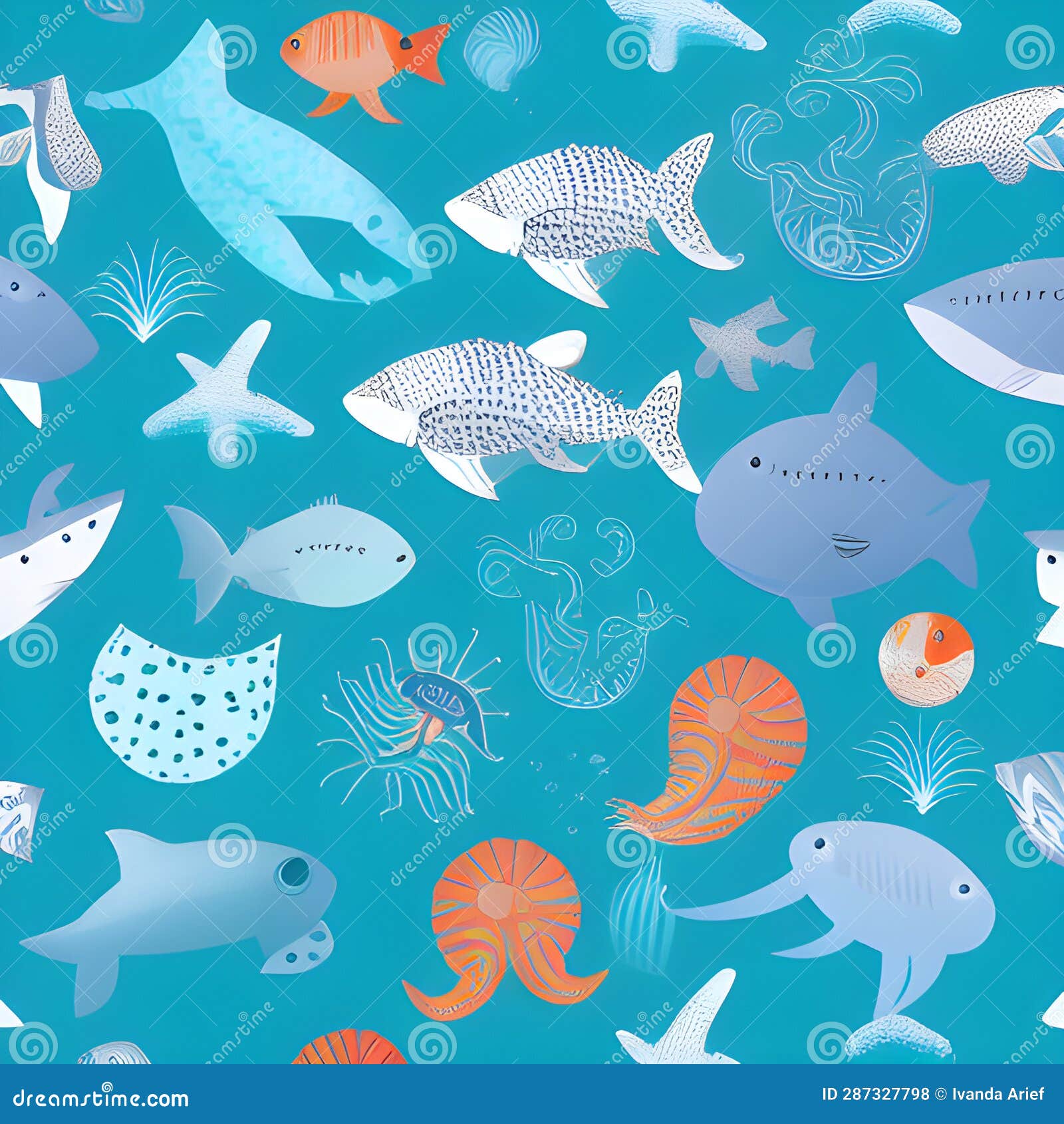 Ocean Draw Abstract Background, Underwater, Random Element Pattern ...