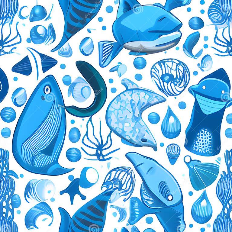 Ocean Draw Abstract Background, Underwater, Random Element Pattern ...