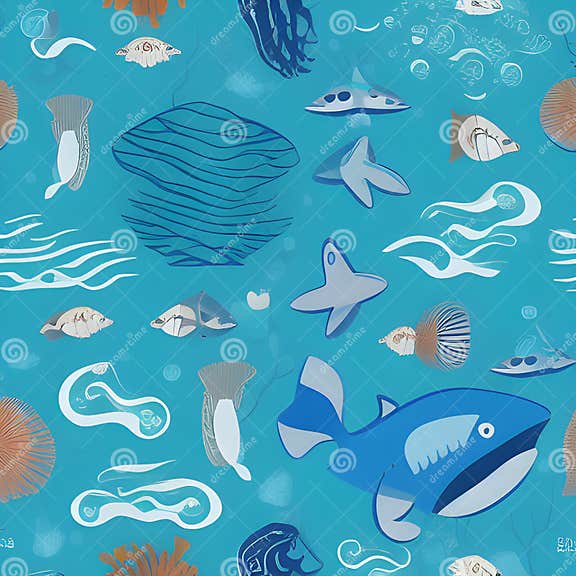 Ocean Draw Abstract Background, Underwater, Random Element Pattern ...