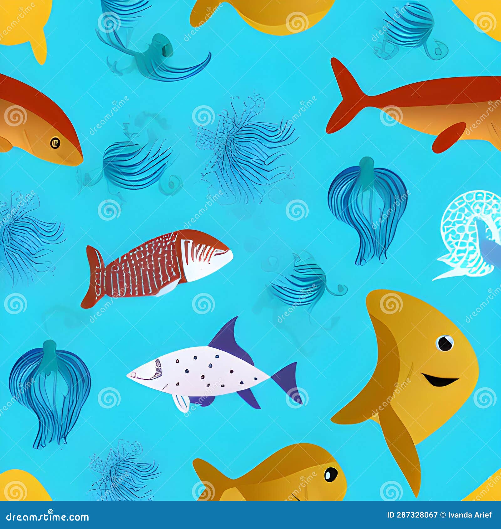 Ocean Draw Abstract Background, Underwater, Random Element Pattern ...