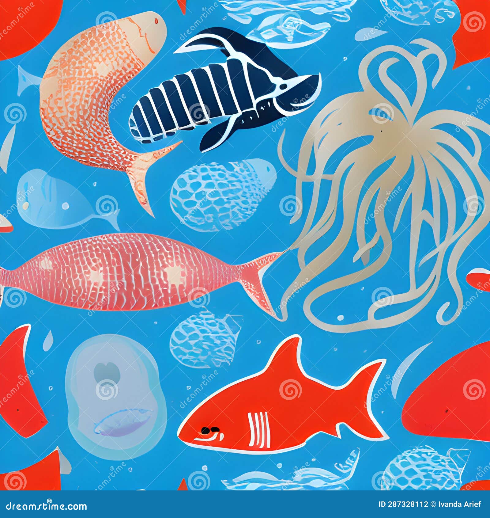 Ocean Draw Abstract Background, Underwater, Random Element Pattern ...