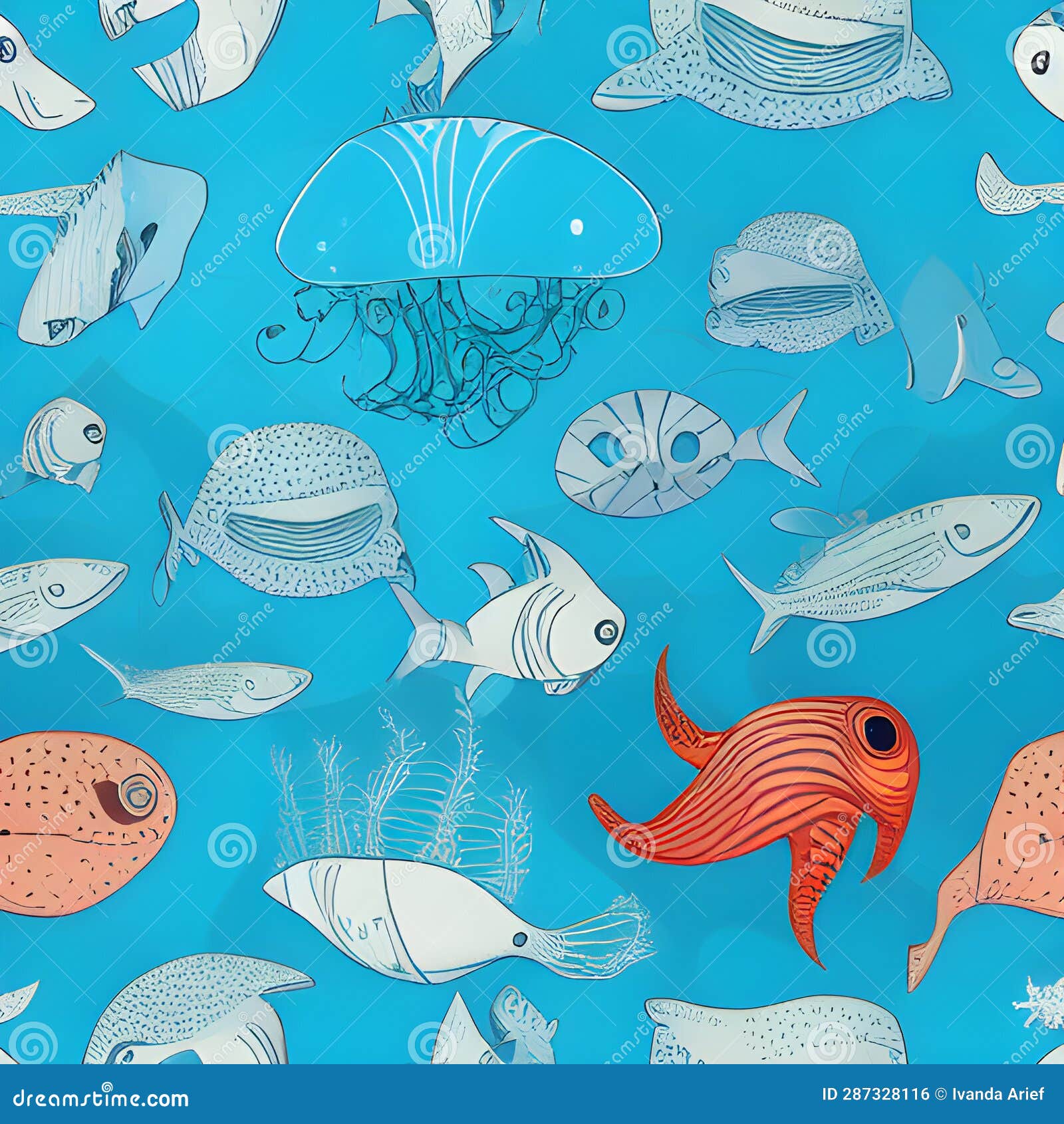 Ocean Draw Abstract Background, Underwater, Random Element Pattern ...