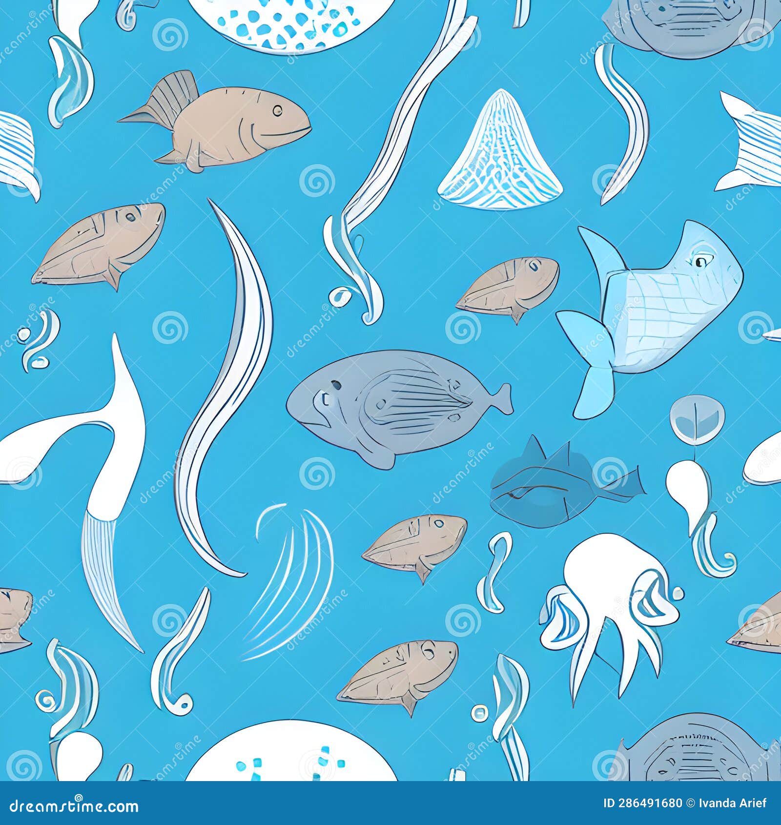 Ocean Draw Random Background, Underwater, Abstract Element Pattern ...