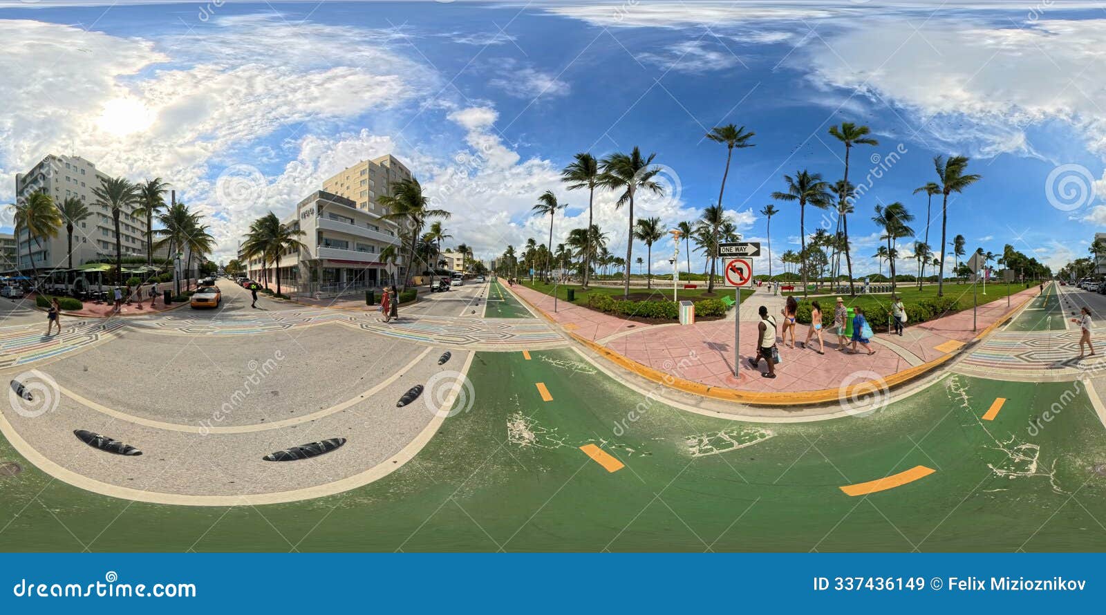 Ocean Drive Miami Beach. 360 Panoramic Vr Spherical Photo View ...