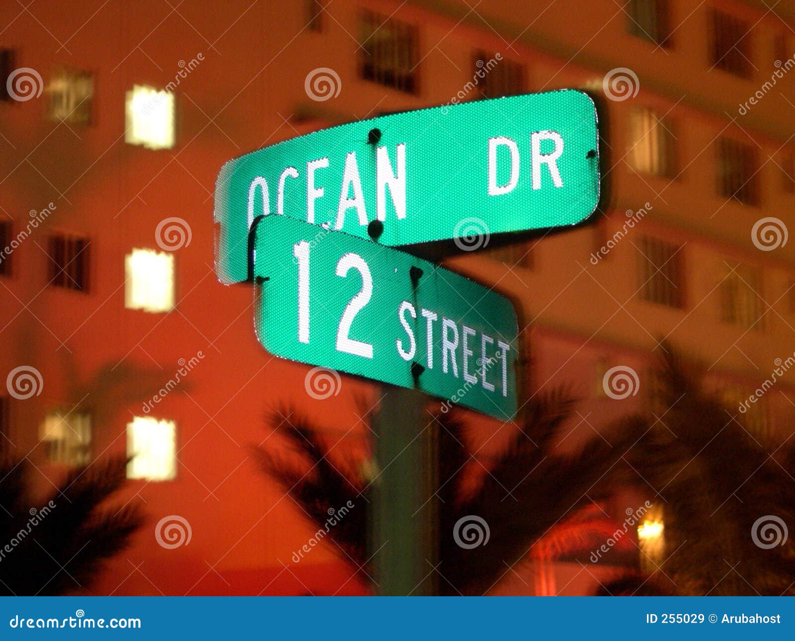 Ocean Drive Street Sign stock image. Image of green, street - 255029