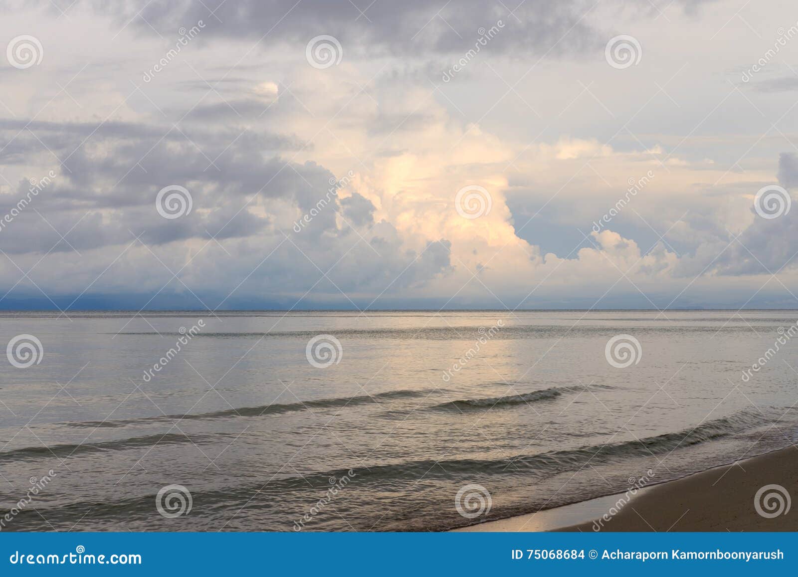 The ocean at dusk stock photo. Image of black, open, cumulus - 75068684