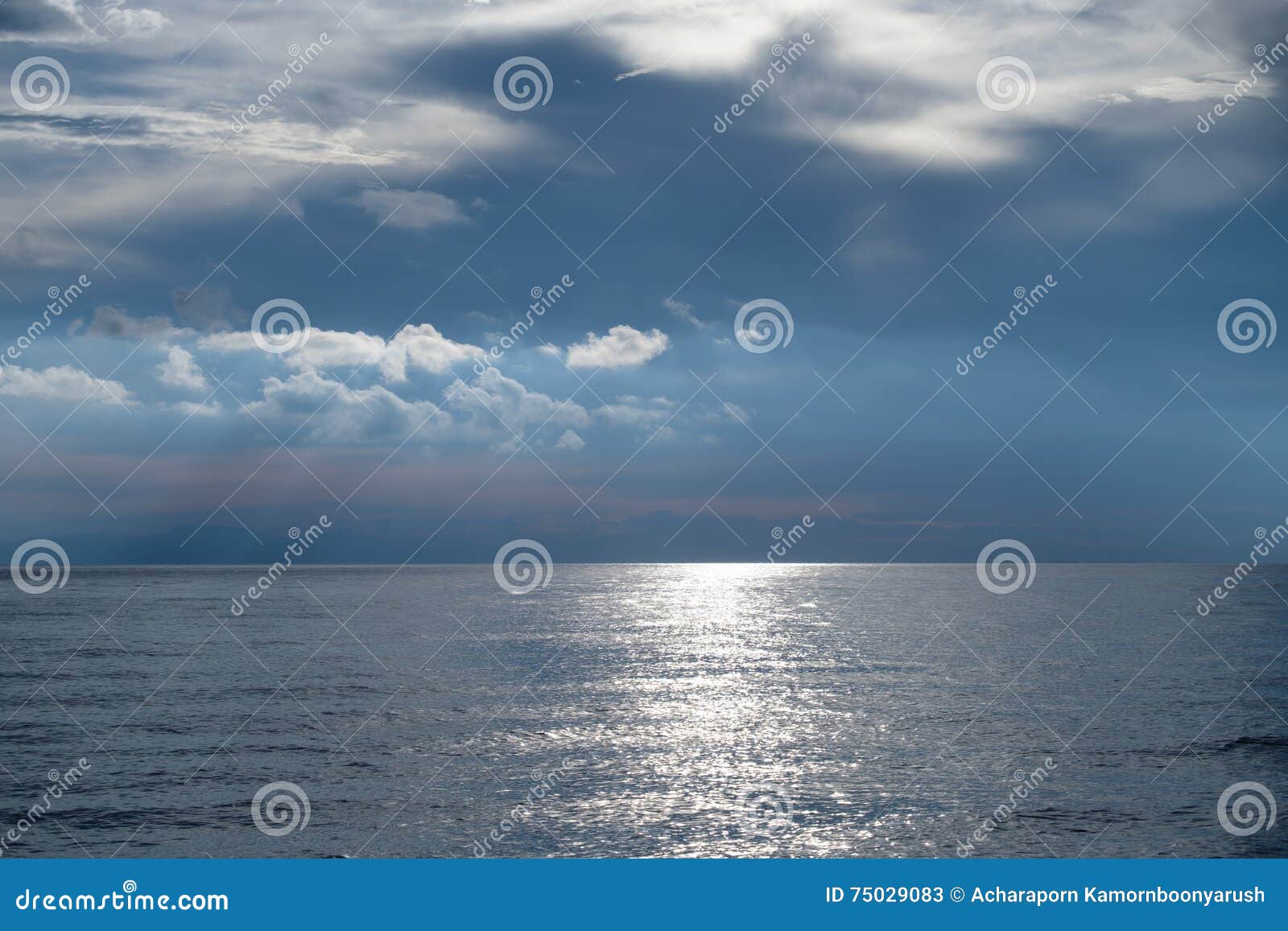 The ocean at dusk stock image. Image of open, clouds - 75029083