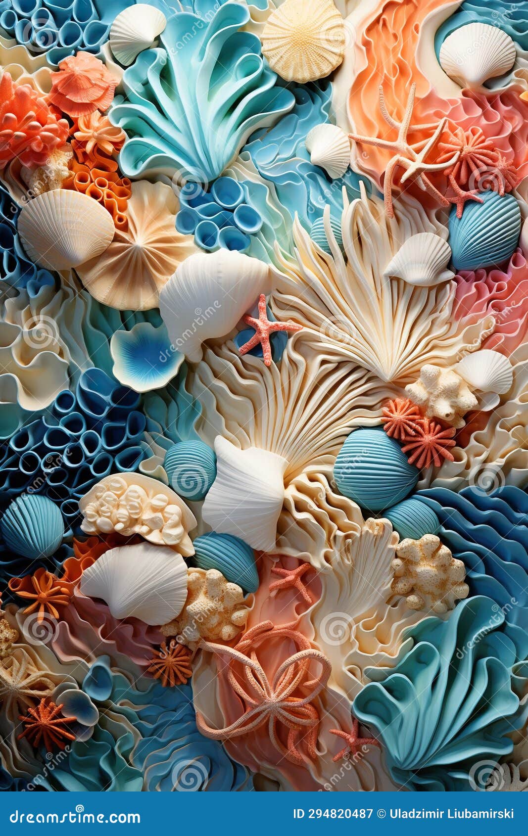 Ocean Elements. Algae, Corals, Shells and Tubulars. Marine Decorative ...