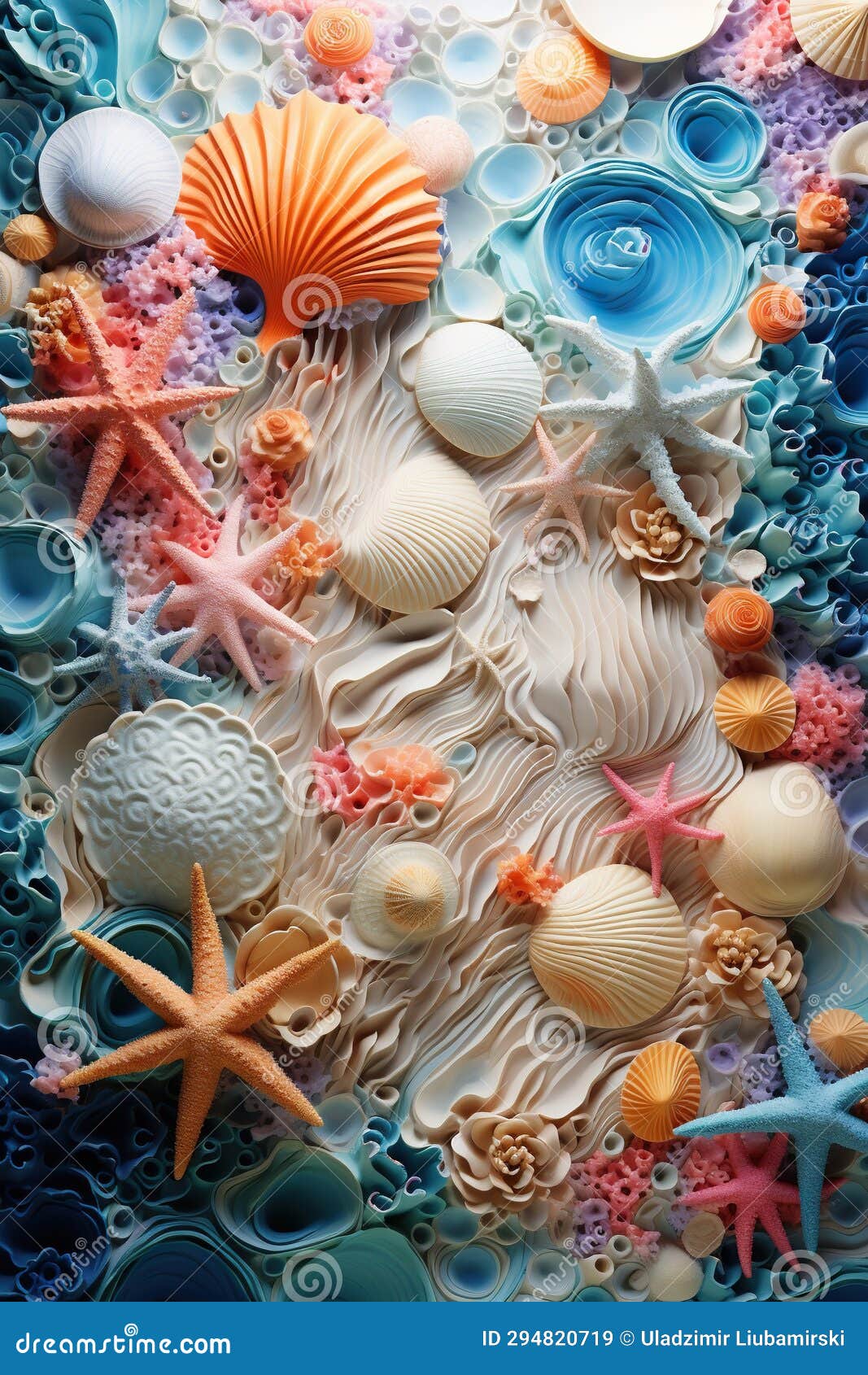 Ocean Elements. Algae, Corals, Shells and Tubulars. Marine Decorative ...