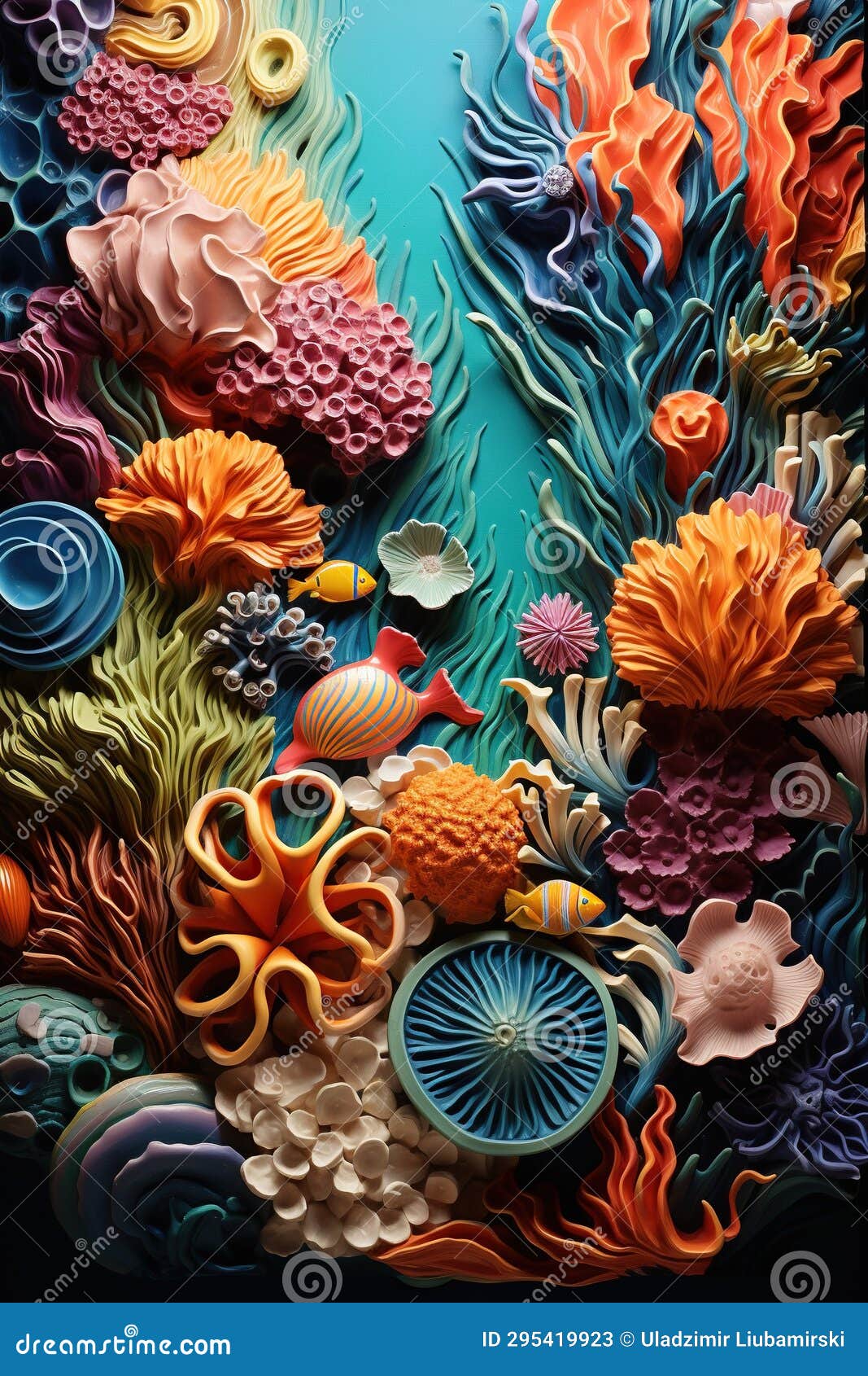 Ocean Elements. Algae, Corals, Shells and Tubulars. Marine Decorative Set Stock Image - Image of ...