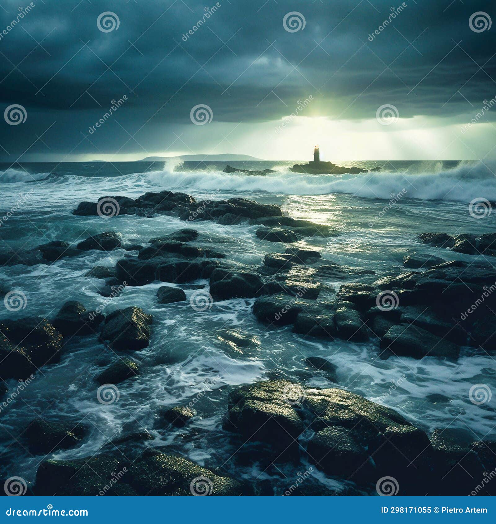 Ocean Extreme Storm Cliffs and Lighthouse Stock Image - Image of ...