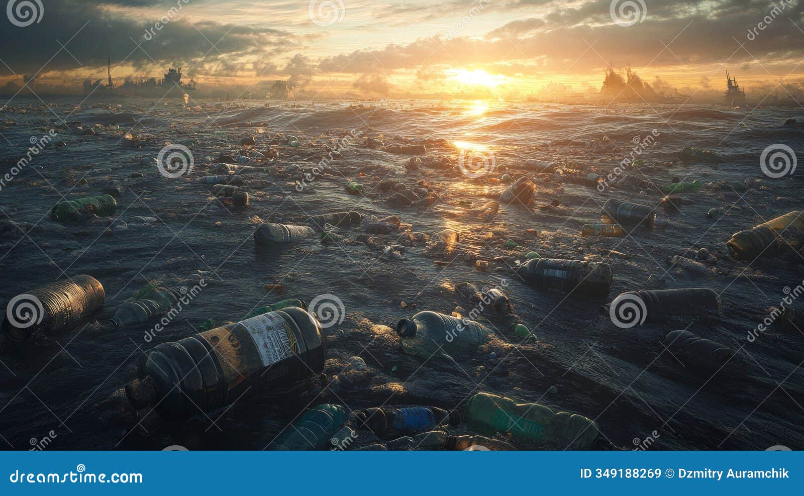 The Ocean is Filled with Countless Plastic Bottles, Illustrating the ...
