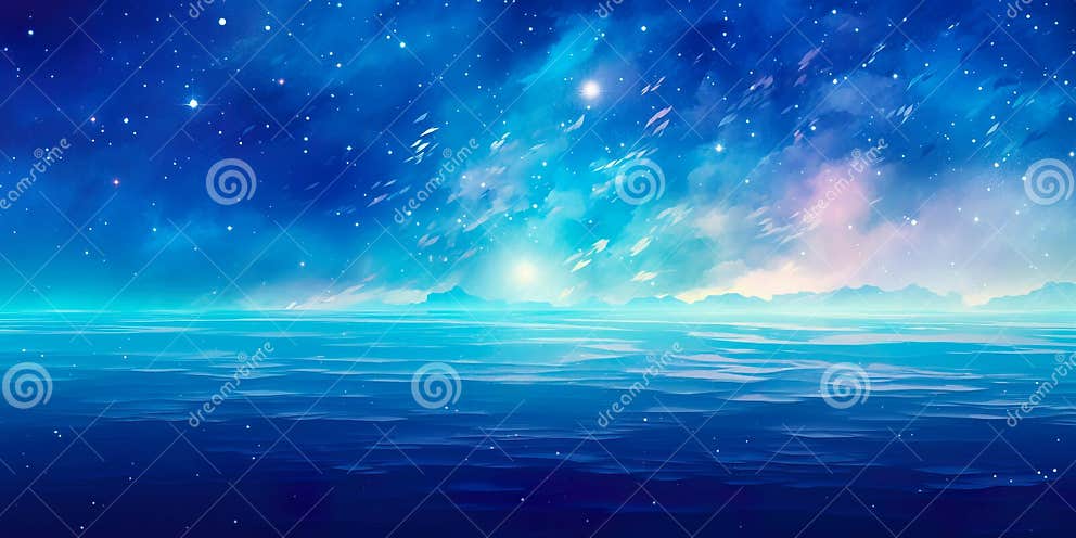 Ocean Filled with Stars and Planets, Where Constellations Mirror the ...