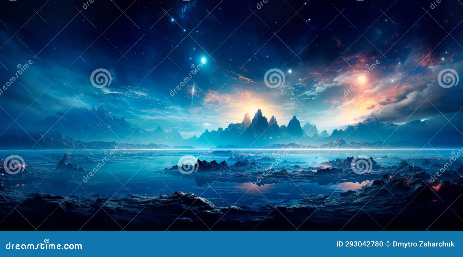 Ocean Filled with Stars and Planets, Where Constellations Mirror the ...
