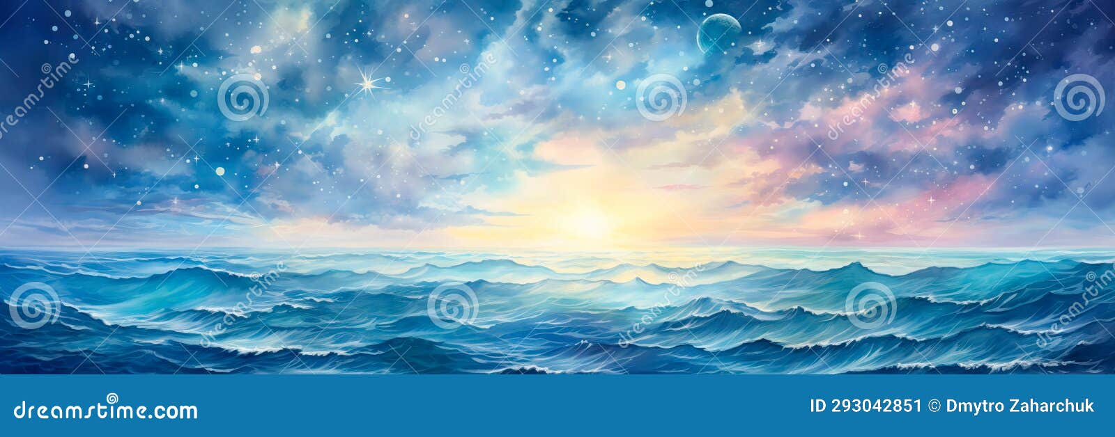 Ocean Filled with Stars and Planets, Where Constellations Mirror the ...