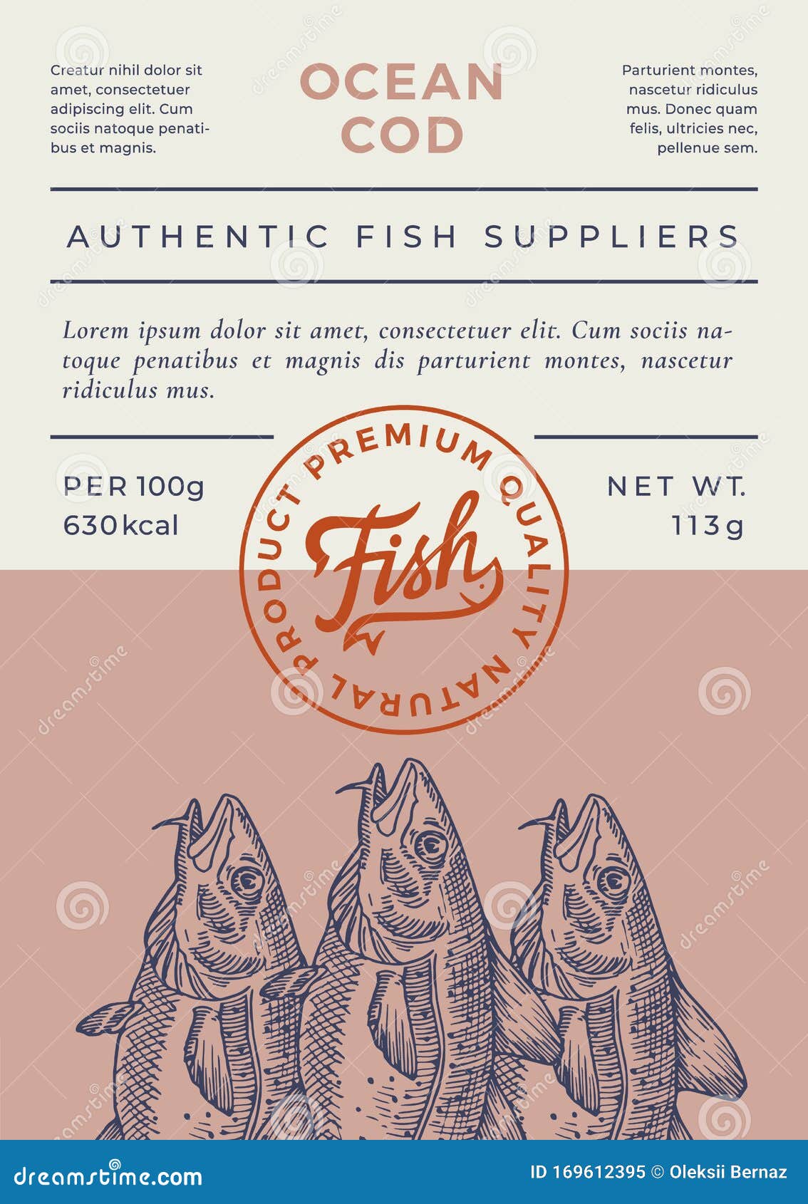 Ocean Fish Abstract Vector Packaging Design Or Label. Modern Typography ...