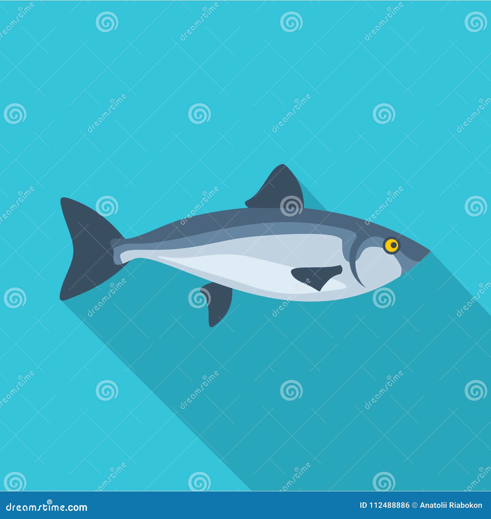 Ocean Fish Icon, Flat Style Stock Vector - Illustration of ocean, swim ...