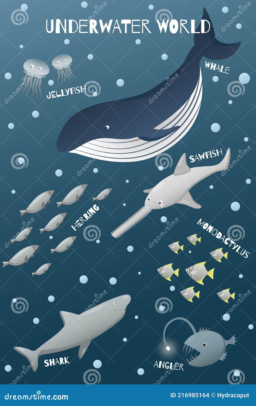 Ocean Fish Poster. Underwater World Stock Vector - Illustration of ...