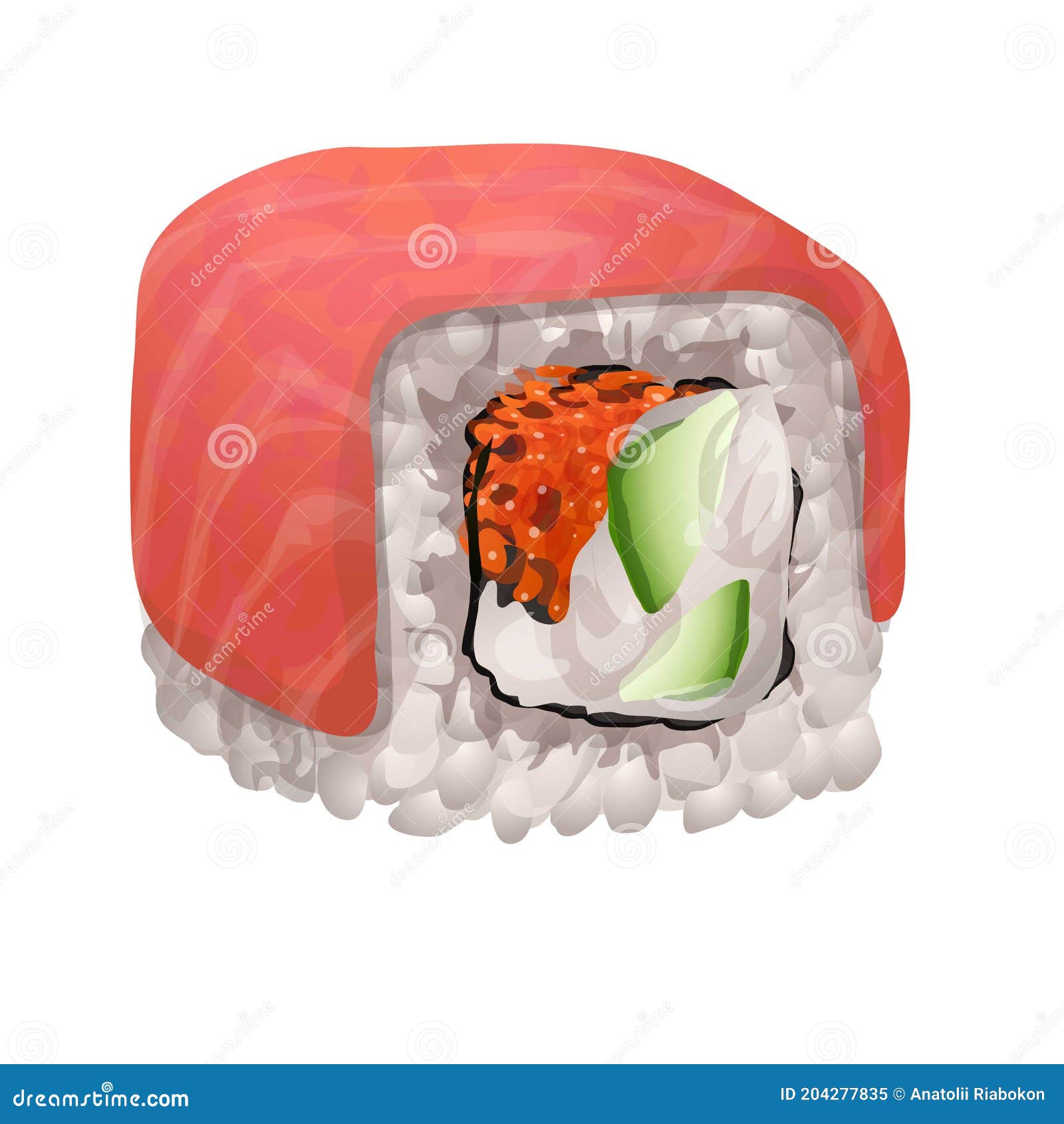 Ocean Fish Sushi Roll Icon, Cartoon Style Stock Vector - Illustration ...