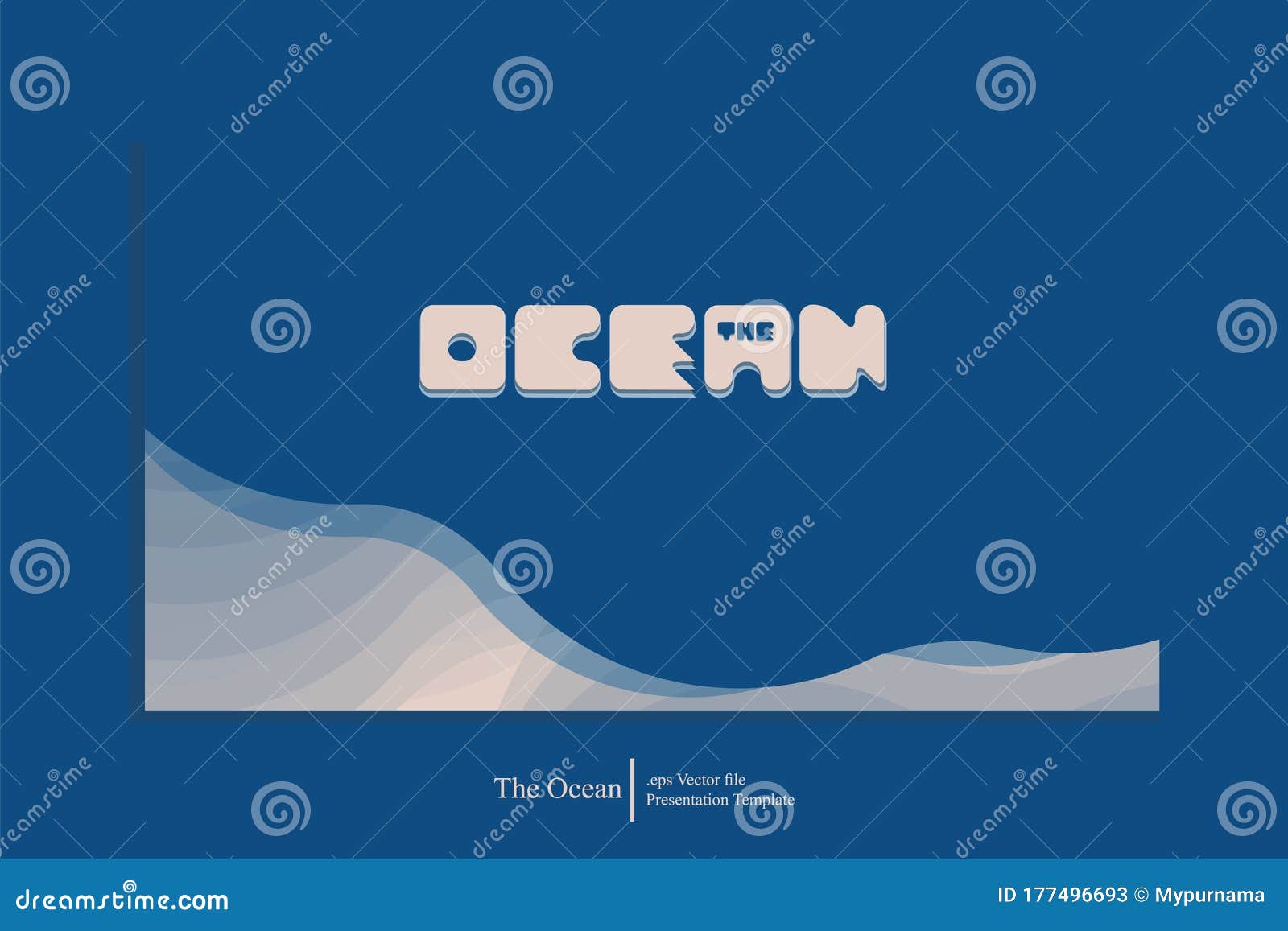 Flat Illustration Ocean Vector Background Blue Sea Color with Title ...