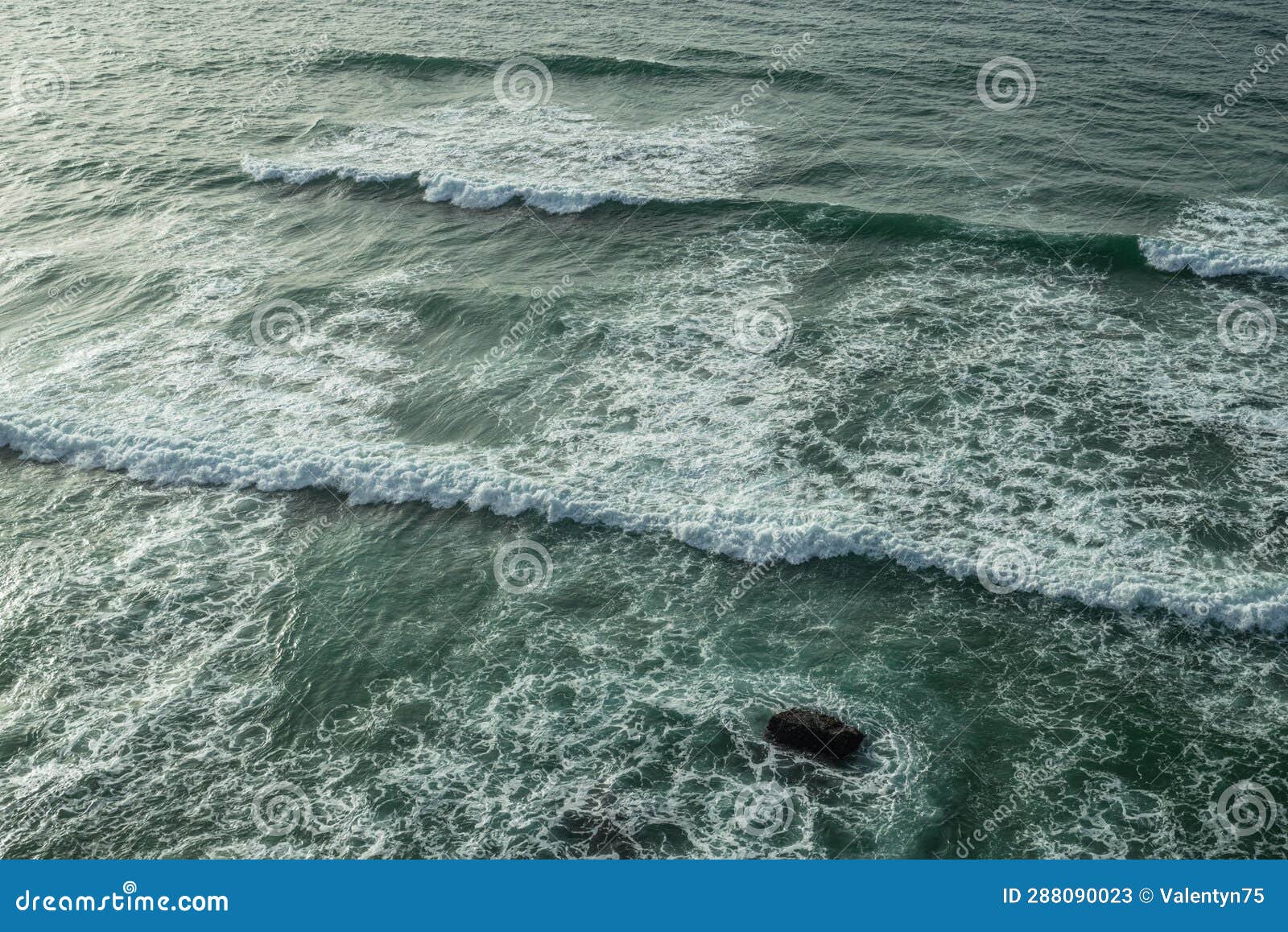 Ocean Foamy Waves Approaching Rocky Shore. Top View Stock Image - Image ...