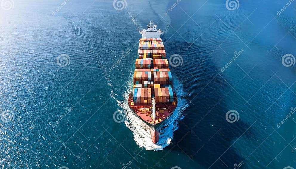 Ocean Freighter with Containers Stock Illustration - Illustration of ...