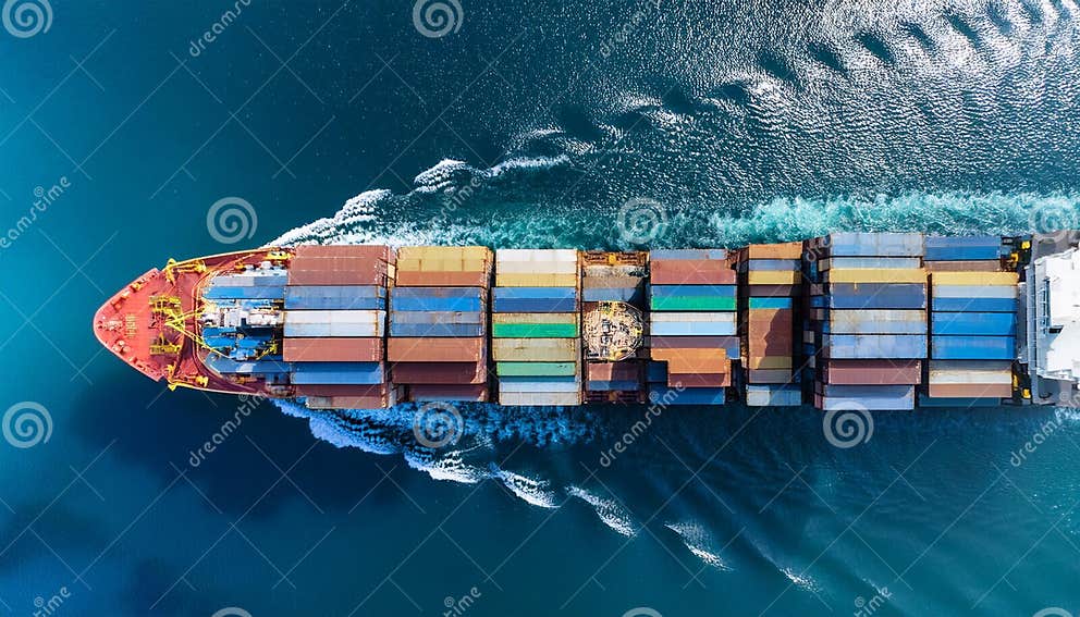 Ocean Freighter with Containers Stock Illustration - Illustration of ...