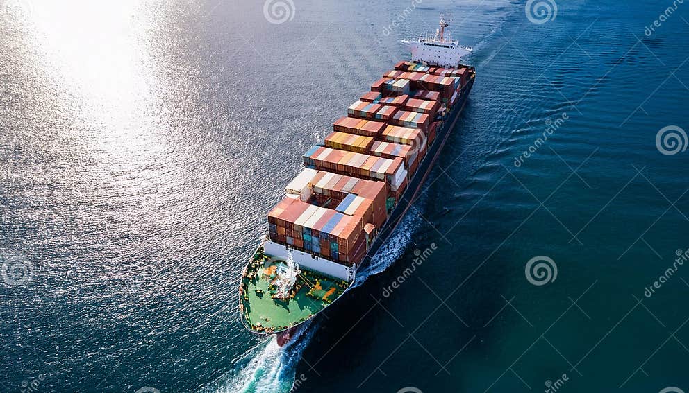 Ocean Freighter with Containers Stock Illustration - Illustration of ...