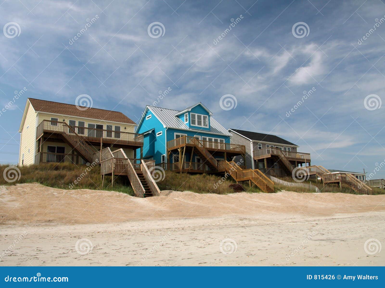 Ocean front beach houses stock photo. Image of hampton - 815426