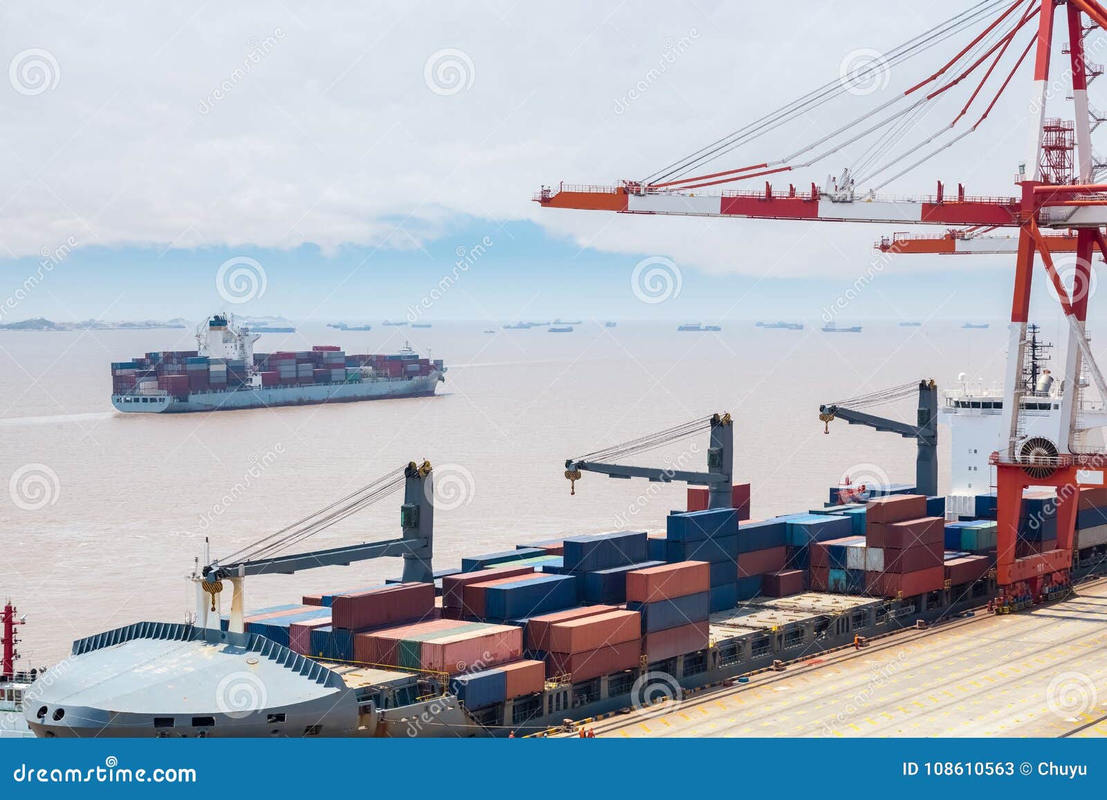 Ocean container terminal stock image. Image of international - 108610563