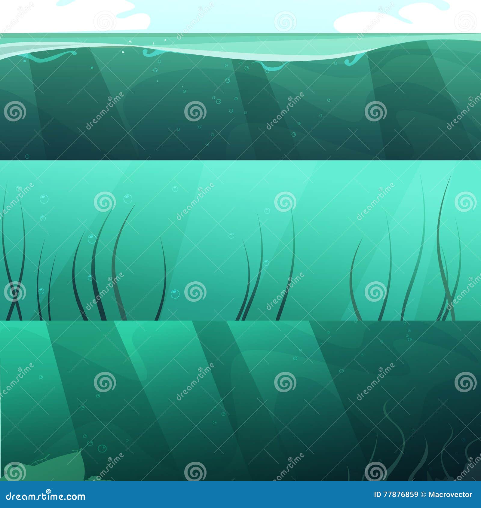 Ocean Green Water Horizontal Banners Set Stock Vector - Illustration of ...