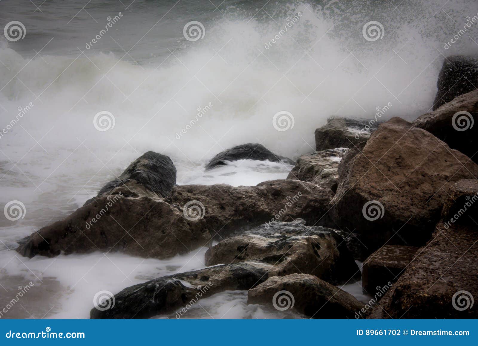 Ocean Hitting Rocks with Strengh Stock Photo - Image of leaves, waves ...