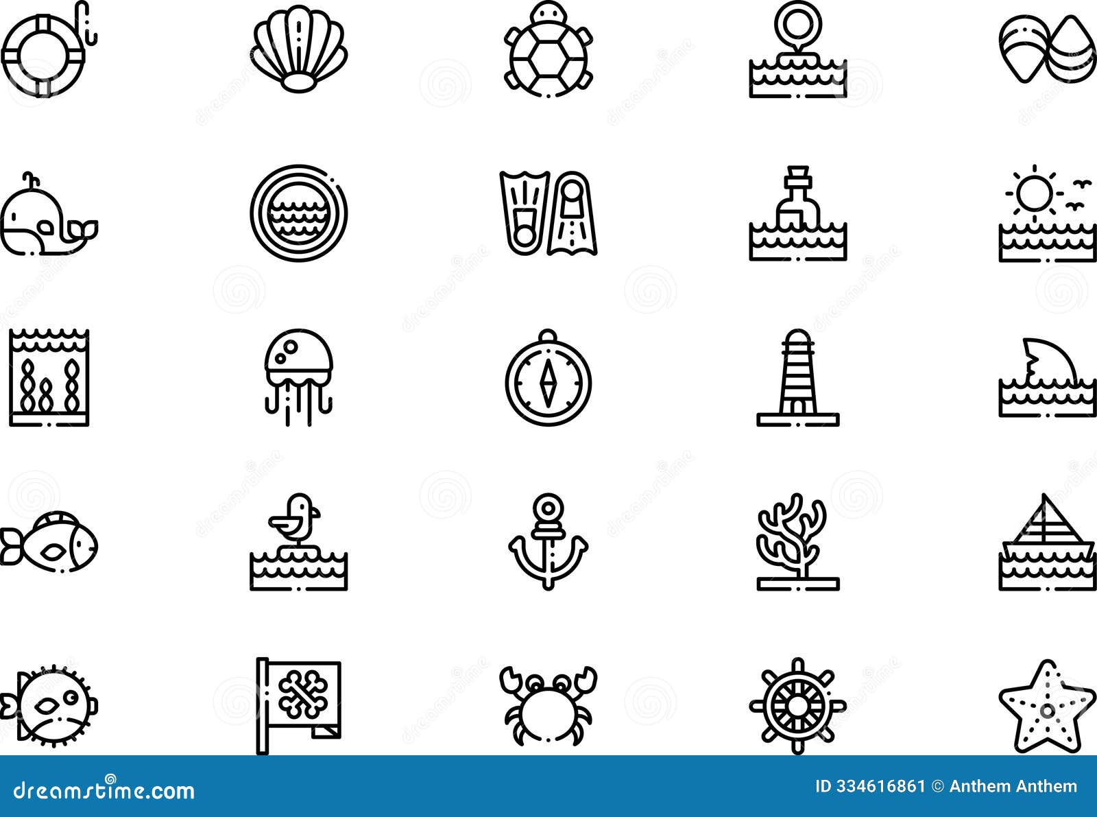 Ocean Icons Collection is a Vector Illustration with Editable Stroke ...
