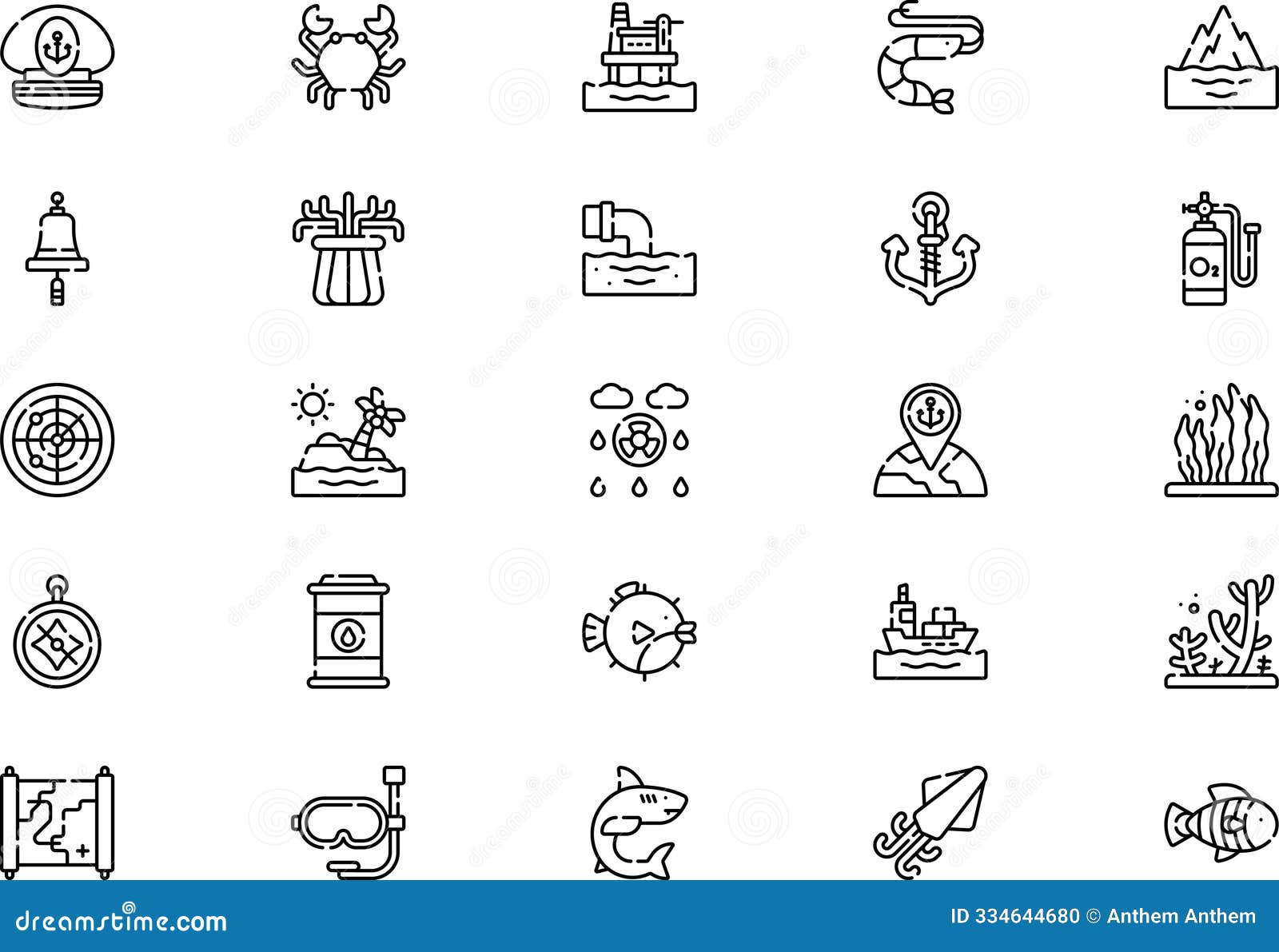 Ocean Icons Collection is a Vector Illustration with Editable Stroke ...