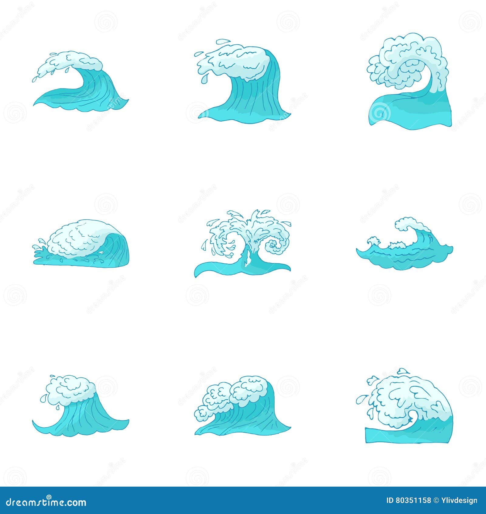 Ocean Icons Set, Cartoon Style Stock Vector - Illustration of drawn ...
