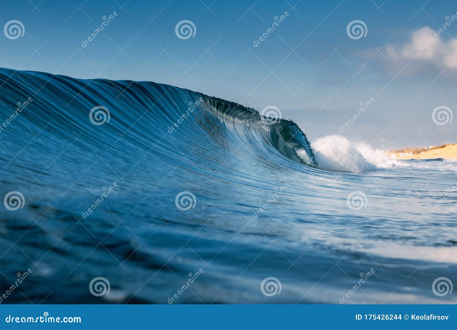 Ocean Ideal Wave in Ocean. Breaking Blue Wave Stock Photo - Image of ...