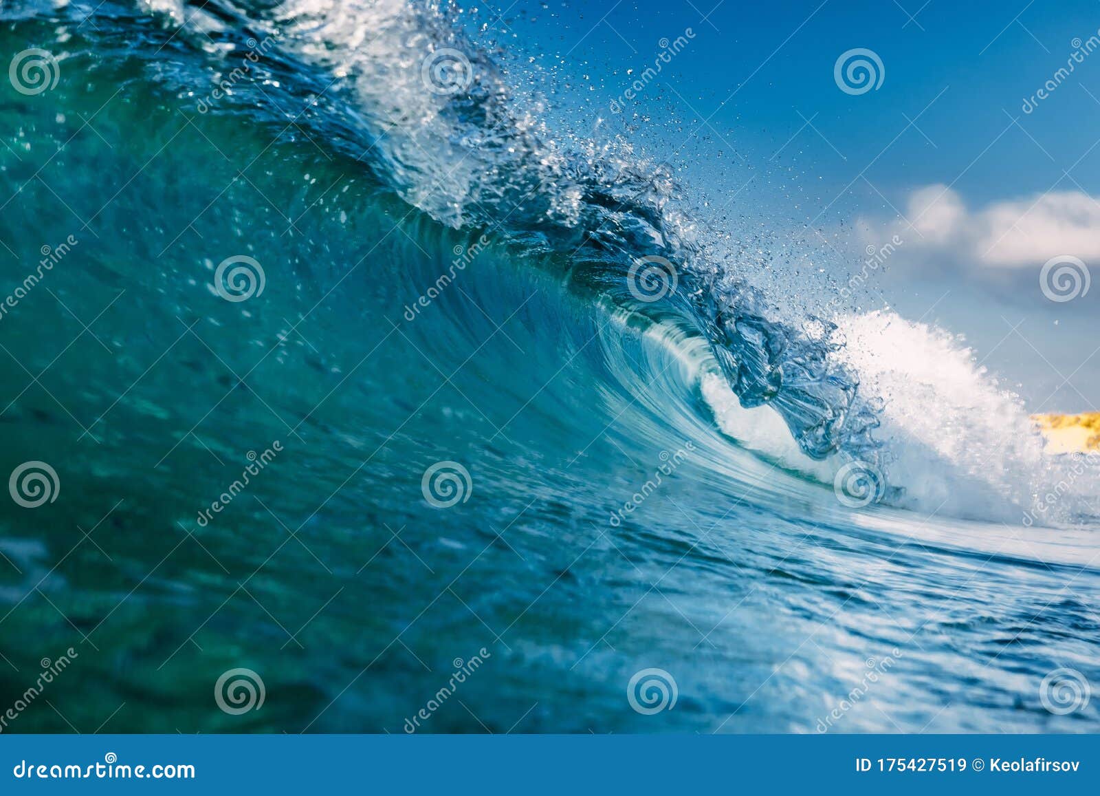 Ocean Ideal Wave in Ocean. Breaking Blue Wave Stock Image - Image of ...