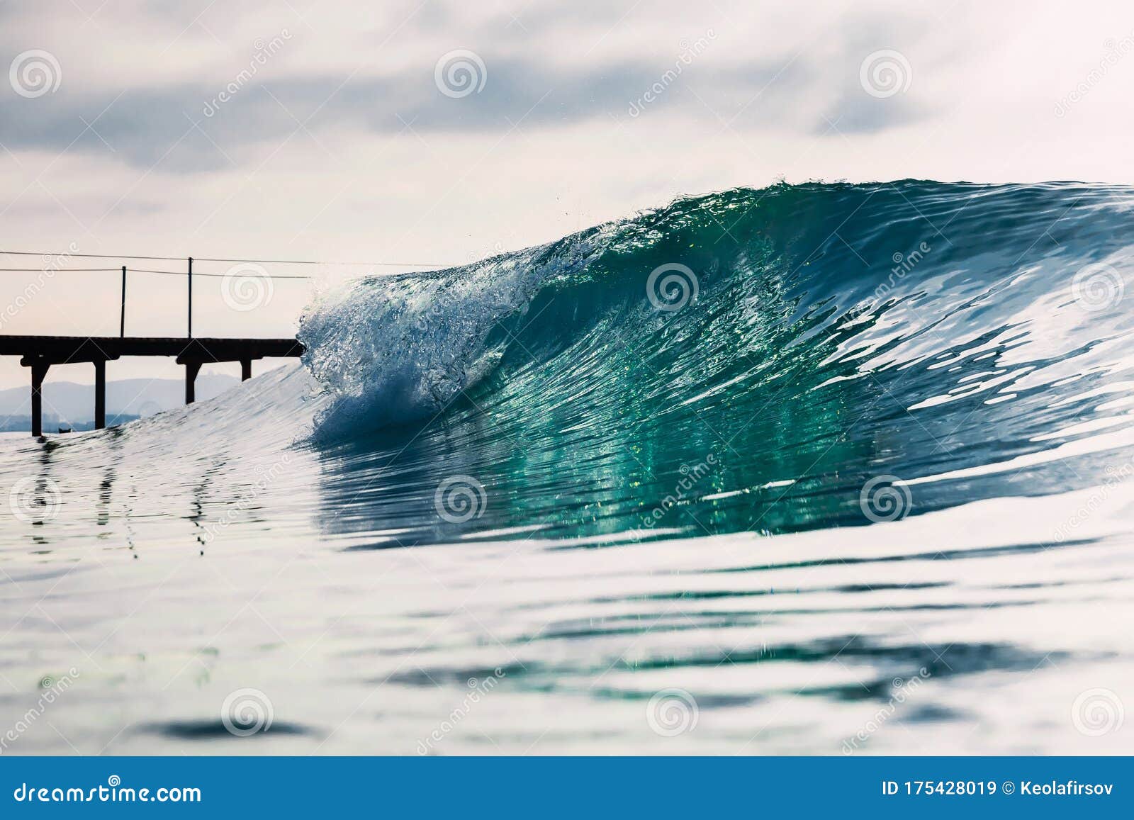 Ocean Ideal Wave in Ocean. Breaking Blue Wave Stock Image - Image of ...
