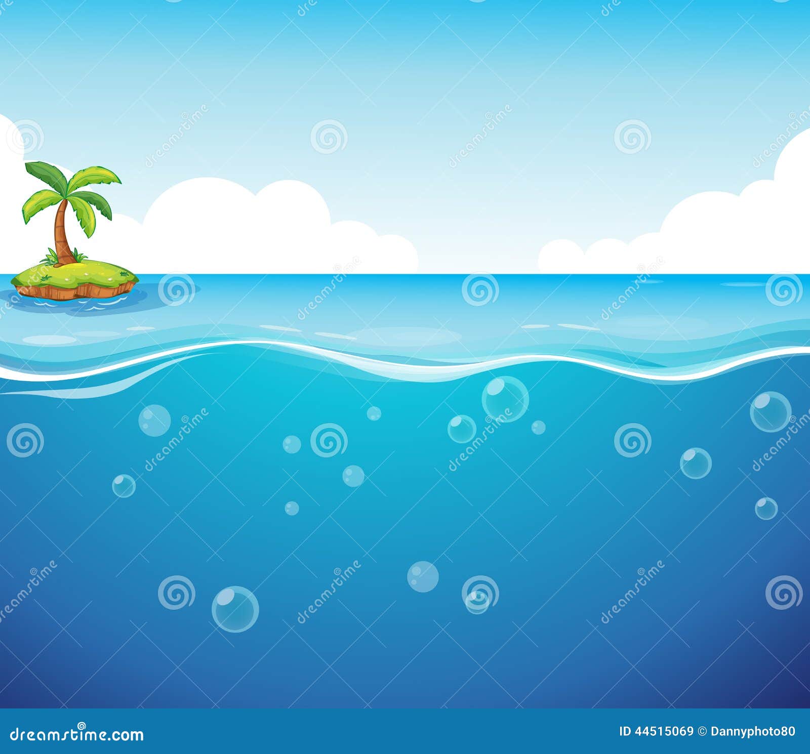 Ocean stock vector. Illustration of tree, spring, drawing - 44515069