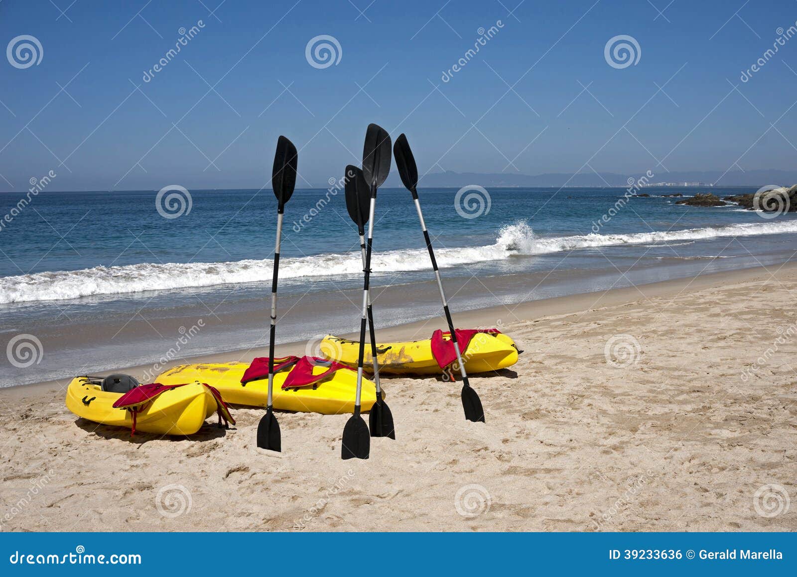 Ocean Kayaks Beach Surf stock photo. Image of paddles - 39233636